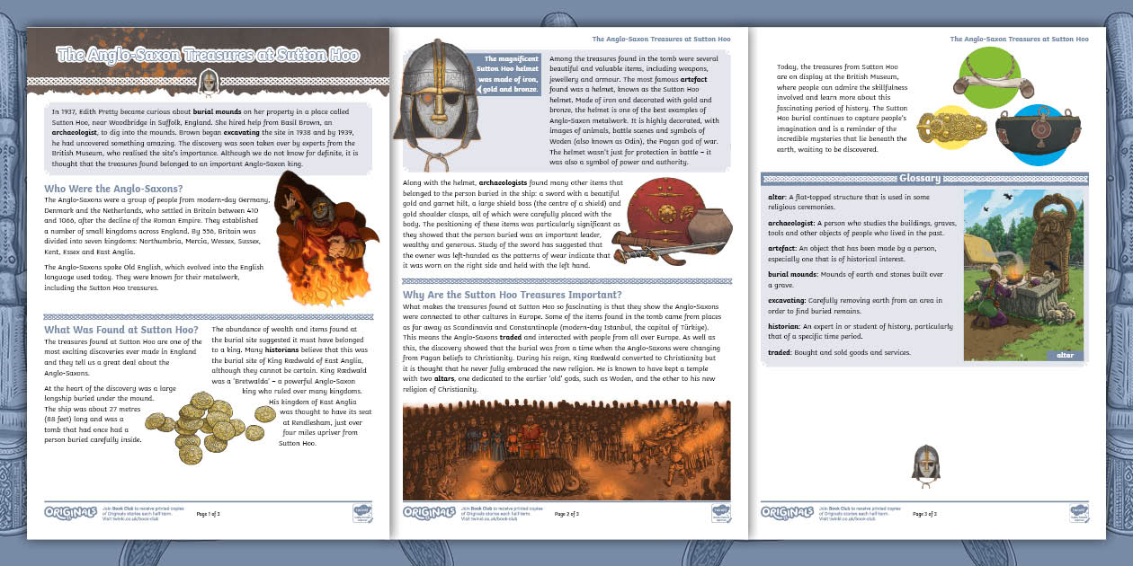 The Anglo-Saxon Treasures of Sutton Hoo Fact File - Twinkl