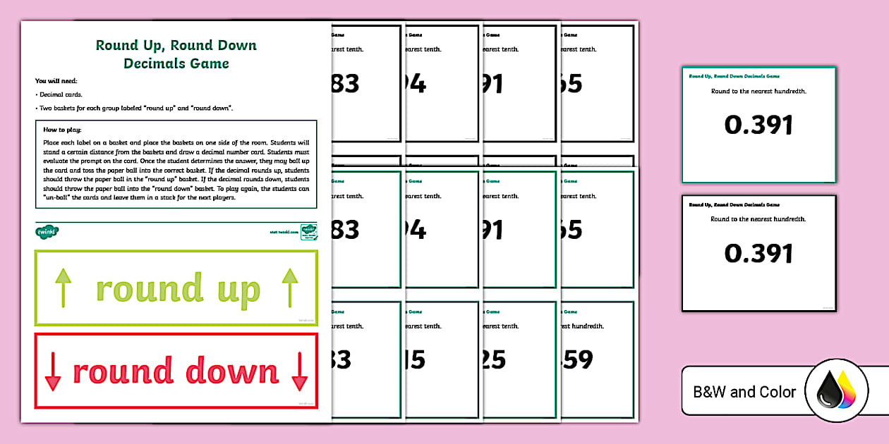 Round Up, Round Down Decimals Game (Teacher-Made) - Twinkl