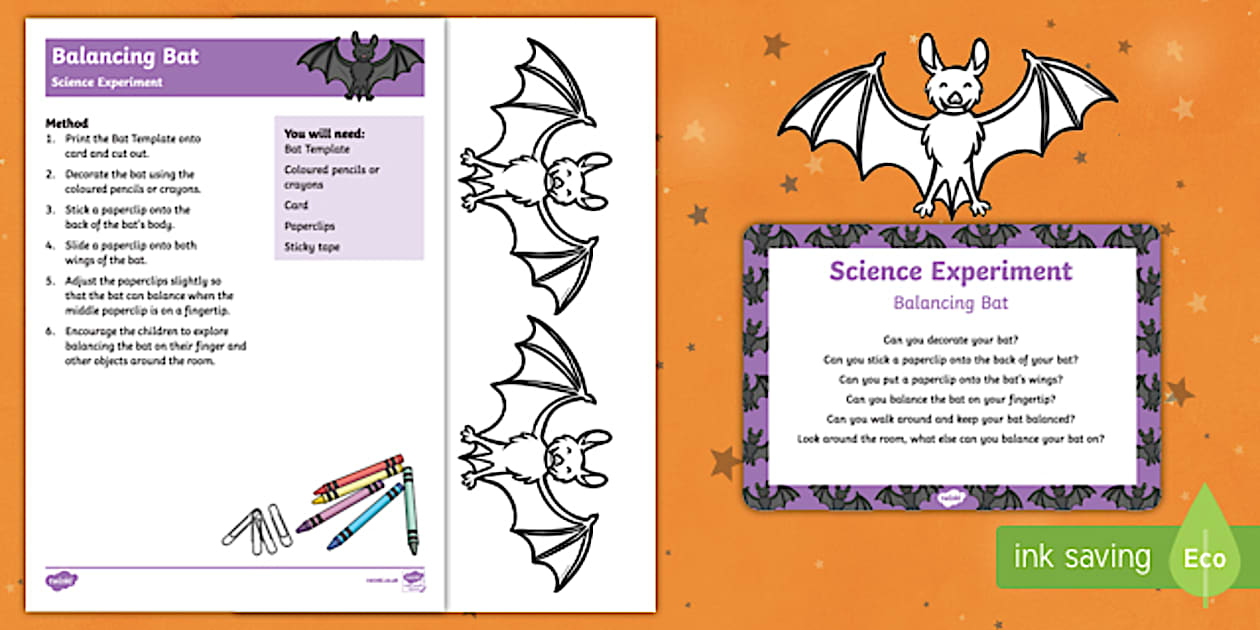 Kindergarten Balancing Bat Science Experiment and Prompt Card Pack