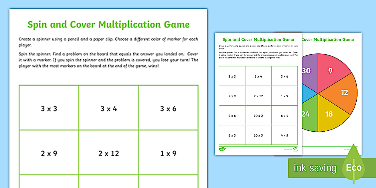 Spin and Cover Multiplication Game (Teacher-Made) - Twinkl