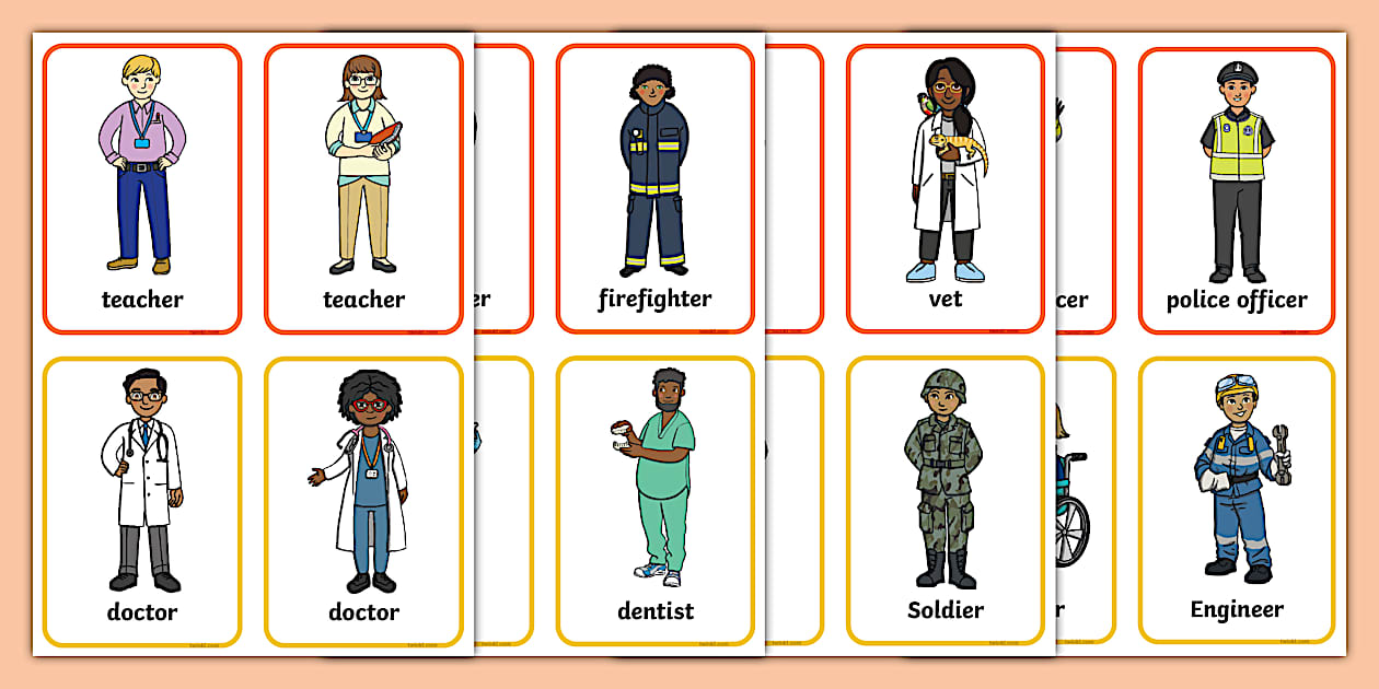 Identifying Jobs Flash Cards | أصحاب المهن بالإنجليزية