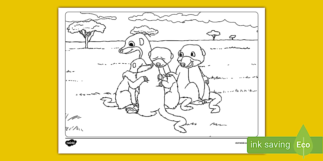 Meerkats Colouring Page (Teacher-Made) - Twinkl
