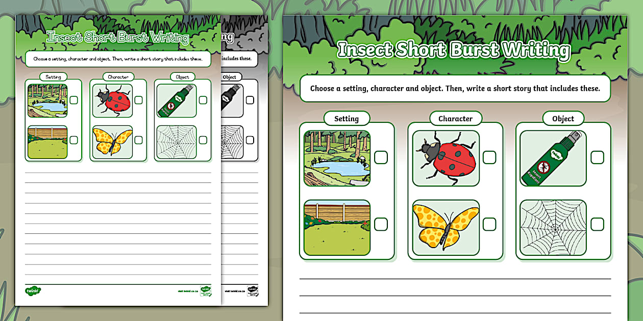 Insect Short Burst Writing Template - Twinkl Writing
