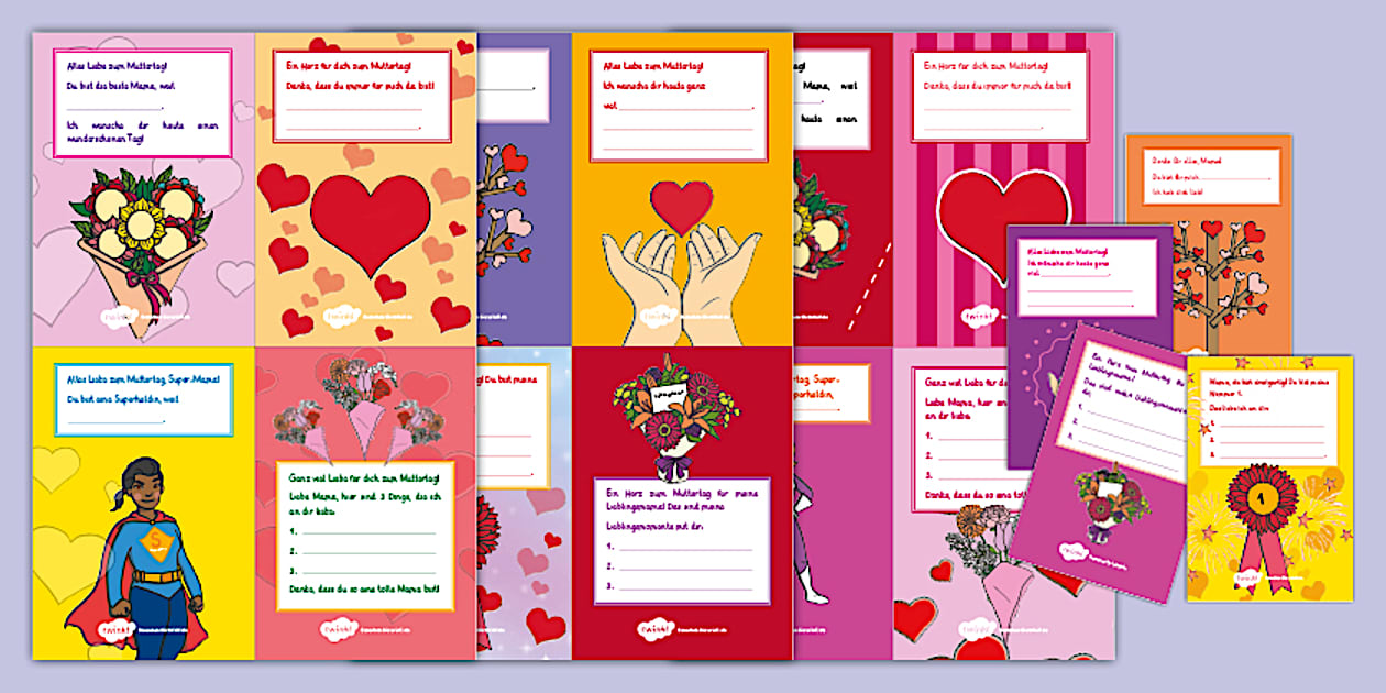 Muttertag - Grußkarten (professor feito) - Twinkl