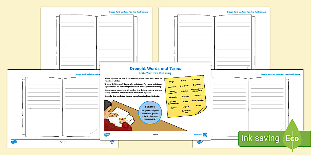 Drought Dictionary Activity | Primary Resources - Twinkl