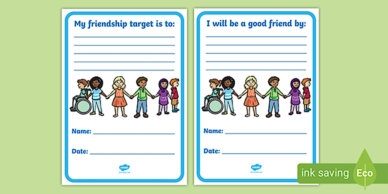 My Friendship Targets And 'I Will Be A Good Friend' Writing Frames ...
