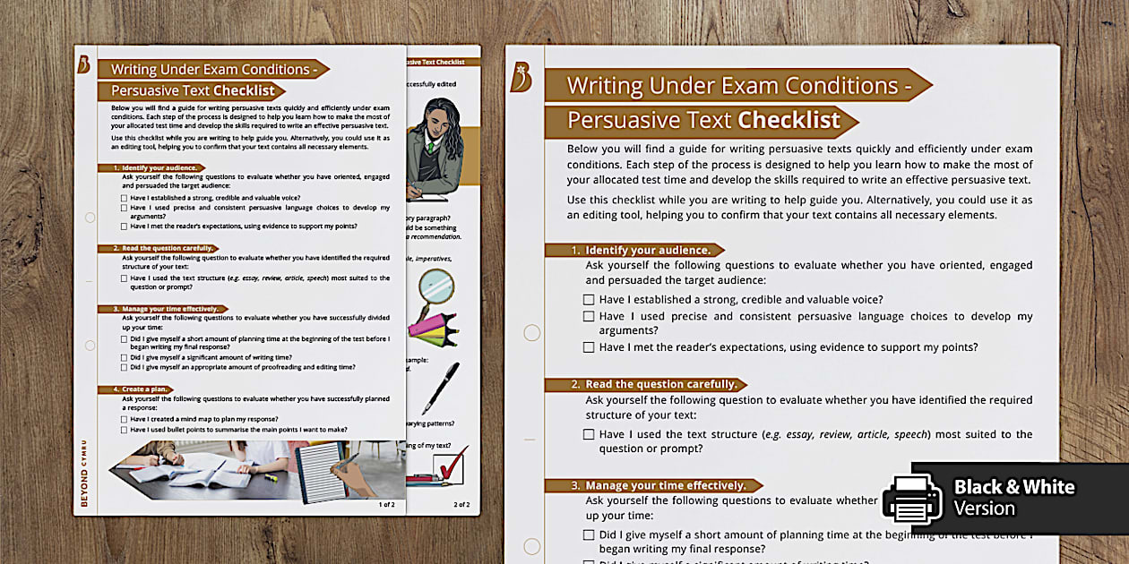 Writing Under Exam Conditions: Persuasive Text Checklist