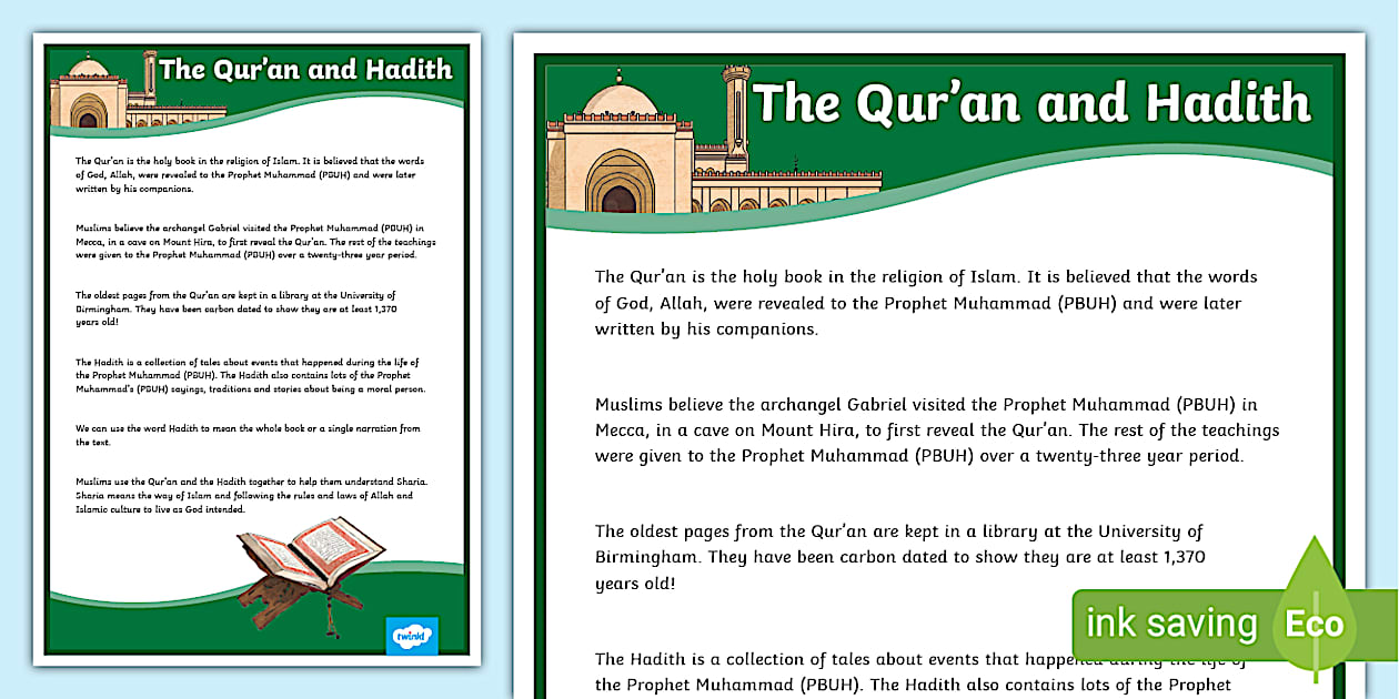 The Qur’an and Hadith Information Poster - RE - KS2 - Twinkl