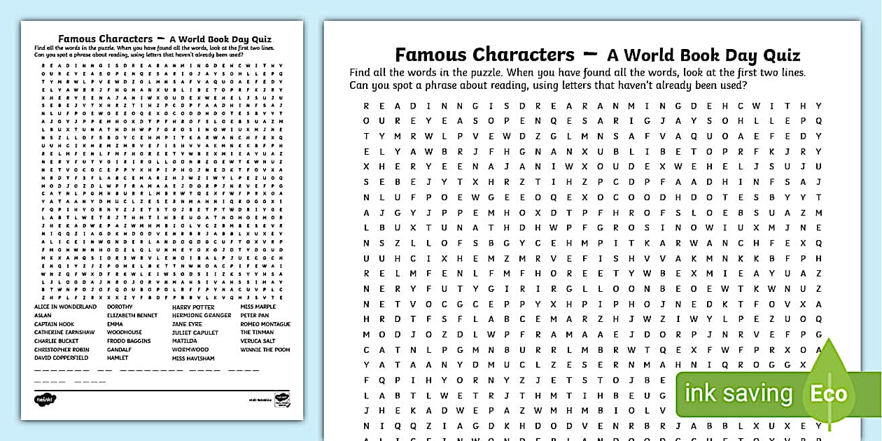 Famous Characters Word Search (teacher made) - Twinkl