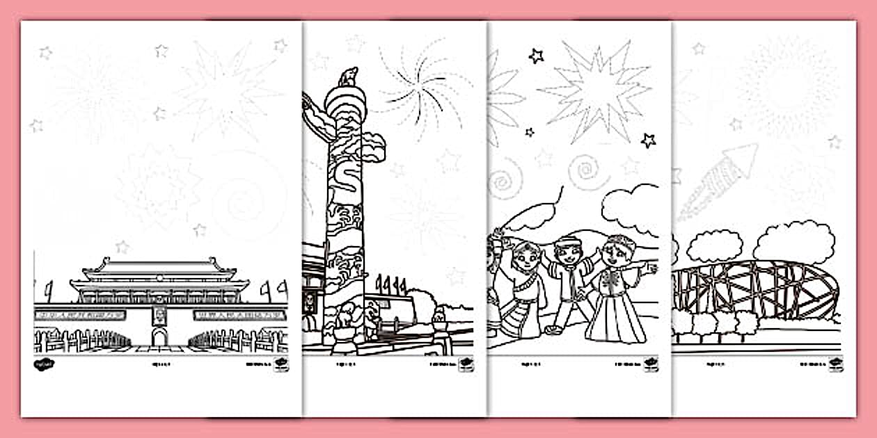 China National Day Firework Pencil Control Sheet - Twinkl