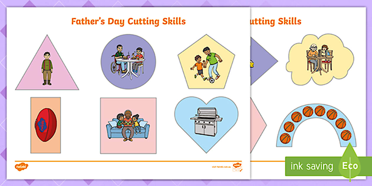 SA Father's Day Cutting Skills Worksheet (teacher made)