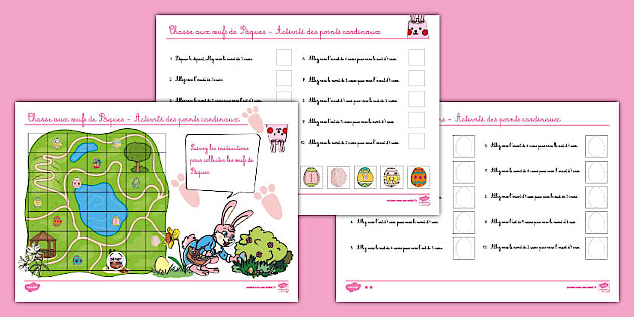 Chasse aux œufs de Pâques - Activité des points cardinaux