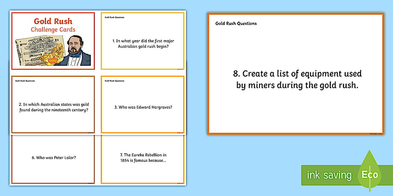Gold Rush Challenge Cards