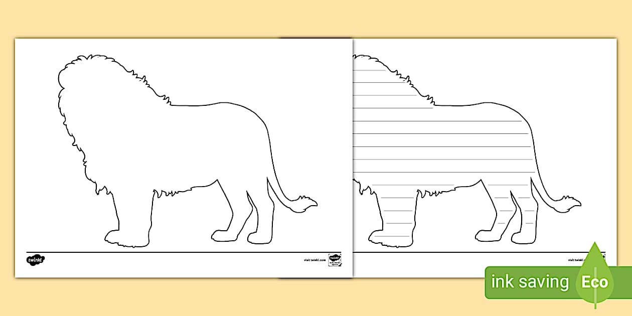 Lion Outline Template (Teacher-Made) - Twinkl