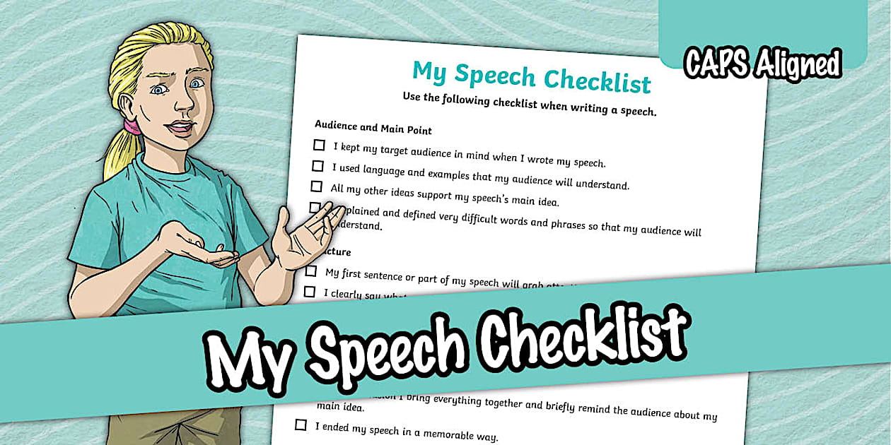 IP English My Speech Checklist Activity Sheet (CAPS Aligned)