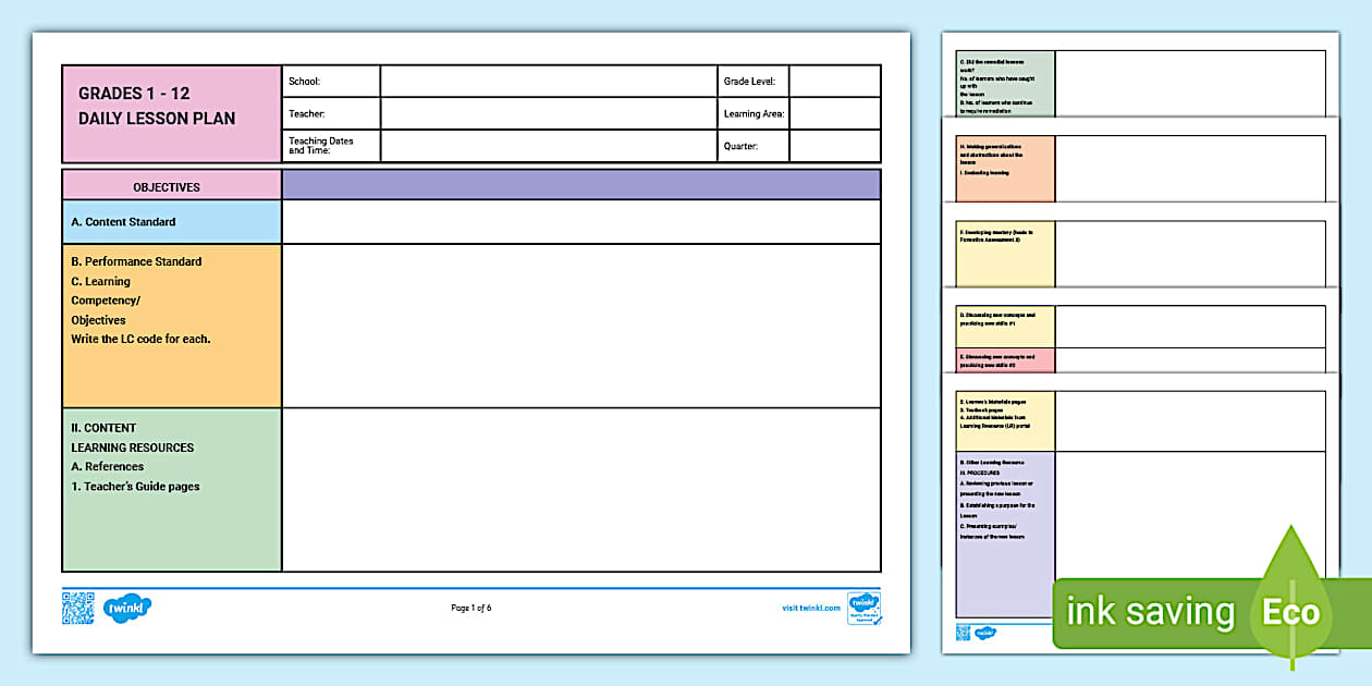 Philippines Daily Learning Log | Teacher Template | Twinkl