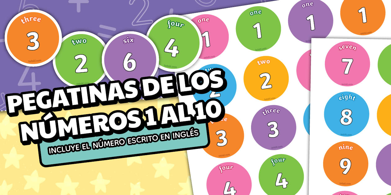 Pegatinas: Los números en inglés - Twinkl