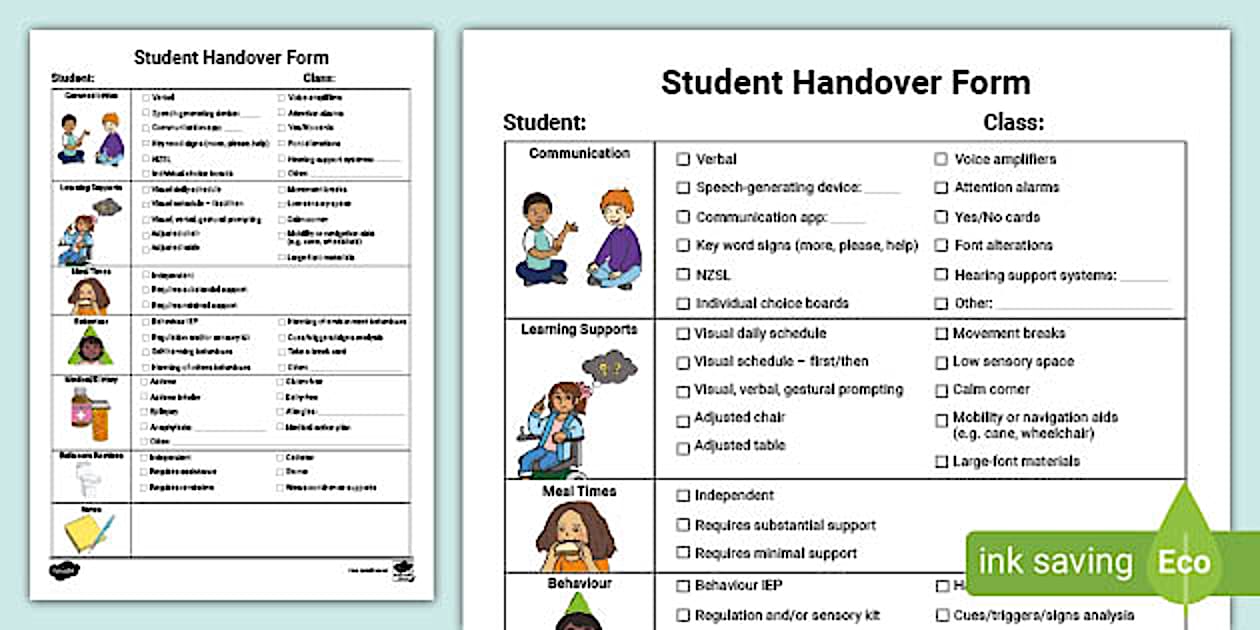 Student Support Needs Handover Form