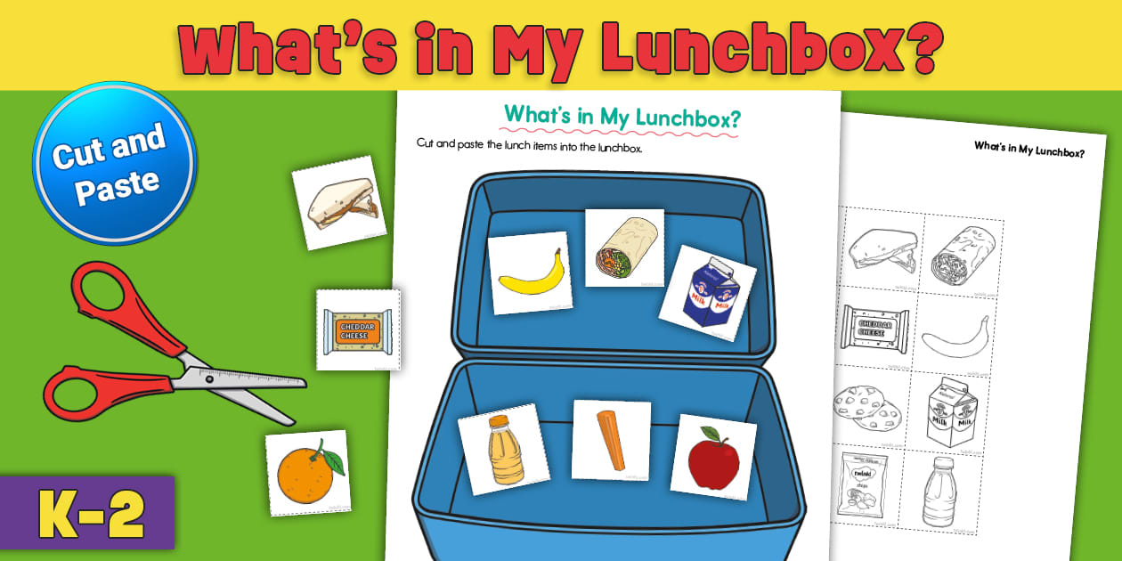 What's in My Lunchbox Cut and Paste Worksheet for K-2nd