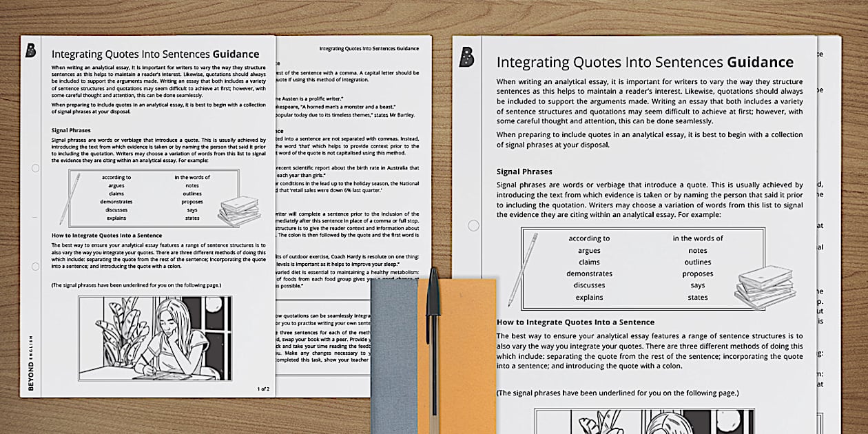 Integrating Quotes Into Sentences (teacher made) - Twinkl