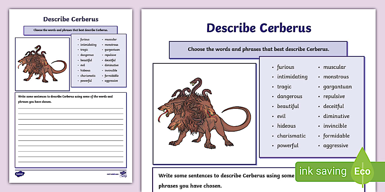 Describe Cerberus Writing Activity (Teacher-Made) - Twinkl