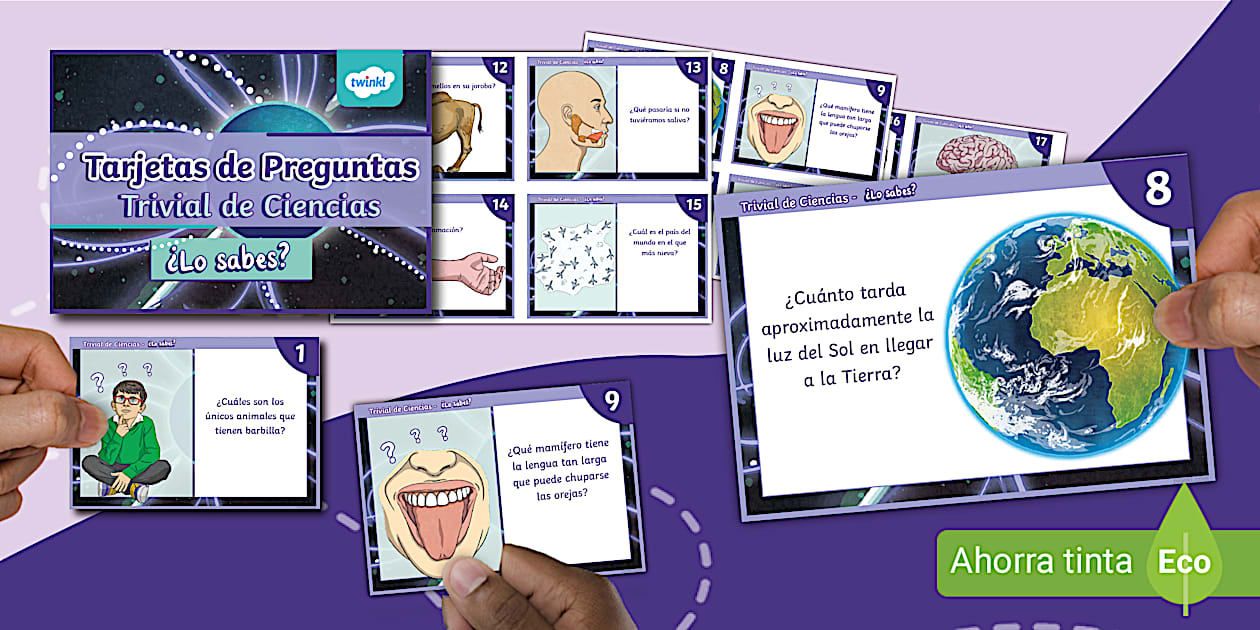 Tarjetas de preguntas: Trivial de Ciencias - ¿Lo sabes?