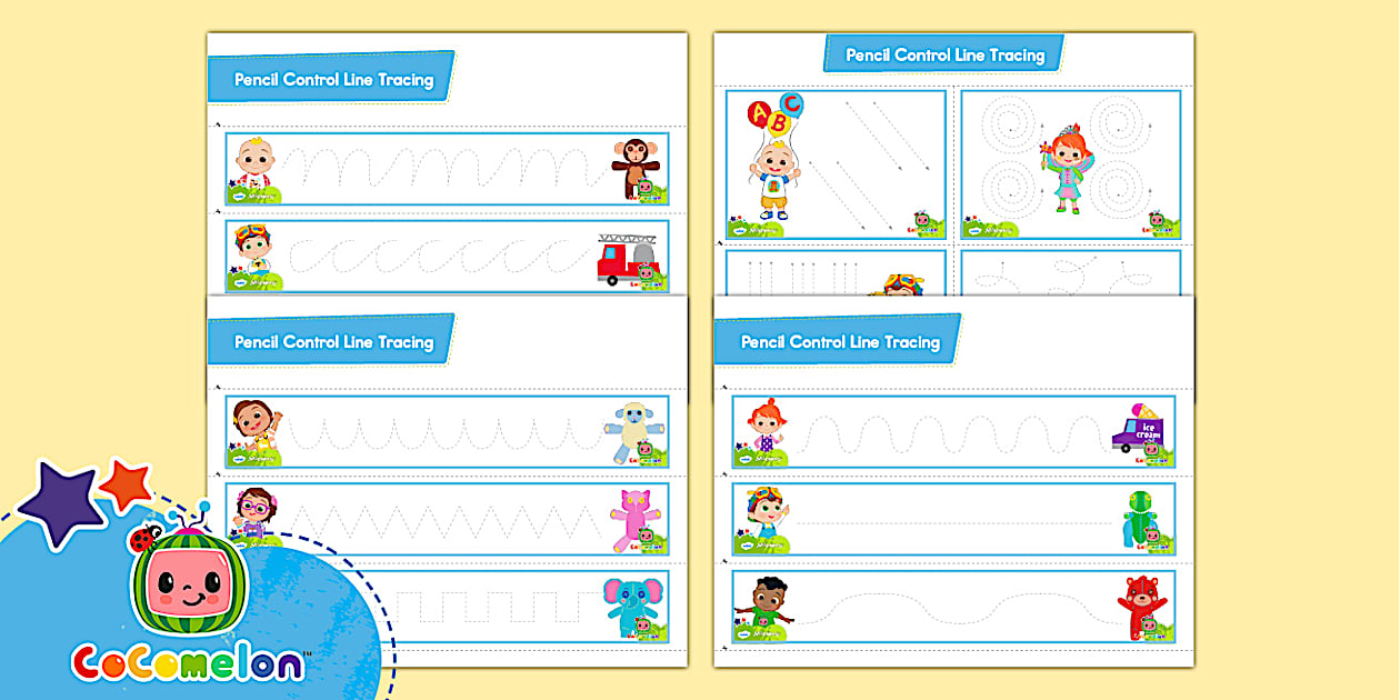FREE! - CoComelon: Lines Fine Motor Skills Tracing Cards