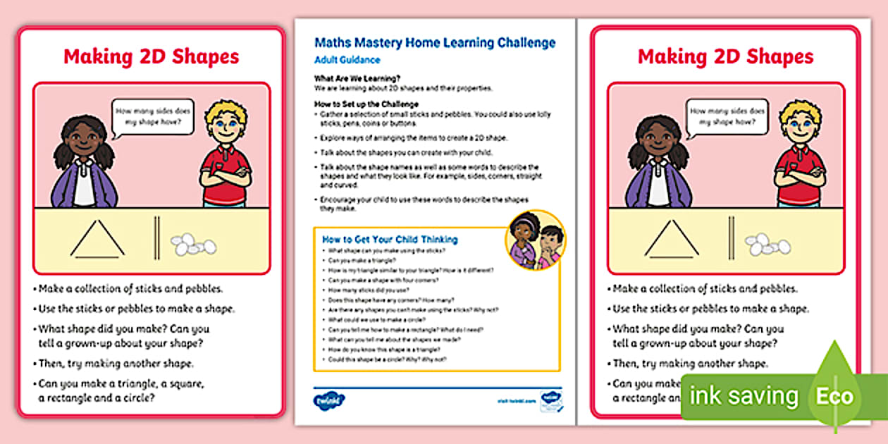 👉 Maths Mastery 2D Shape Home Learning Challenge: Making 2D Shapes
