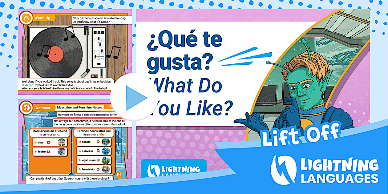 👉 Lightning Languages Spanish Lift Off Hobbies PowerPoint 1