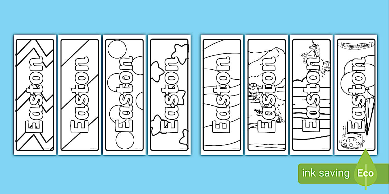 Easton Name Simple Colouring Bookmarks | Twinkl | KS1