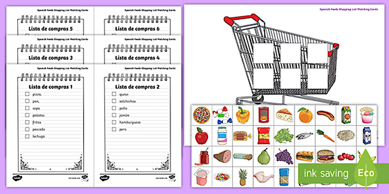 Spanish Foods Shopping List Matching Cards (Teacher-Made)