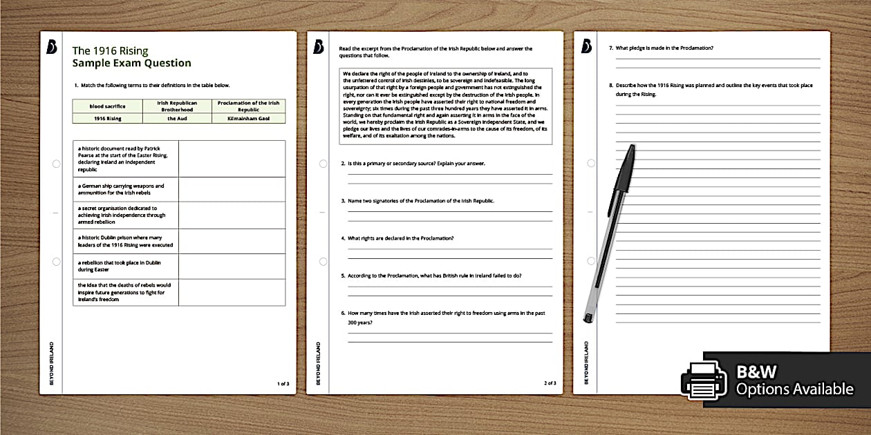The 1916 Rising Sample Exam Question (teacher made) - Twinkl