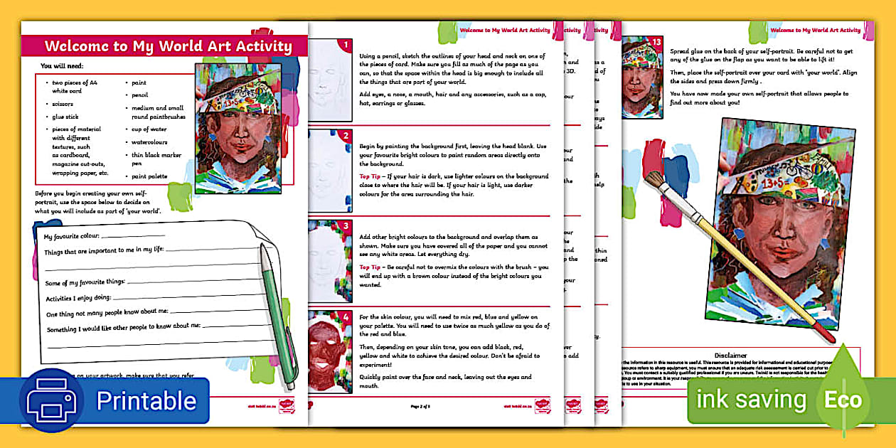 Back to School 'Welcome to My World' Art Activity Sheet