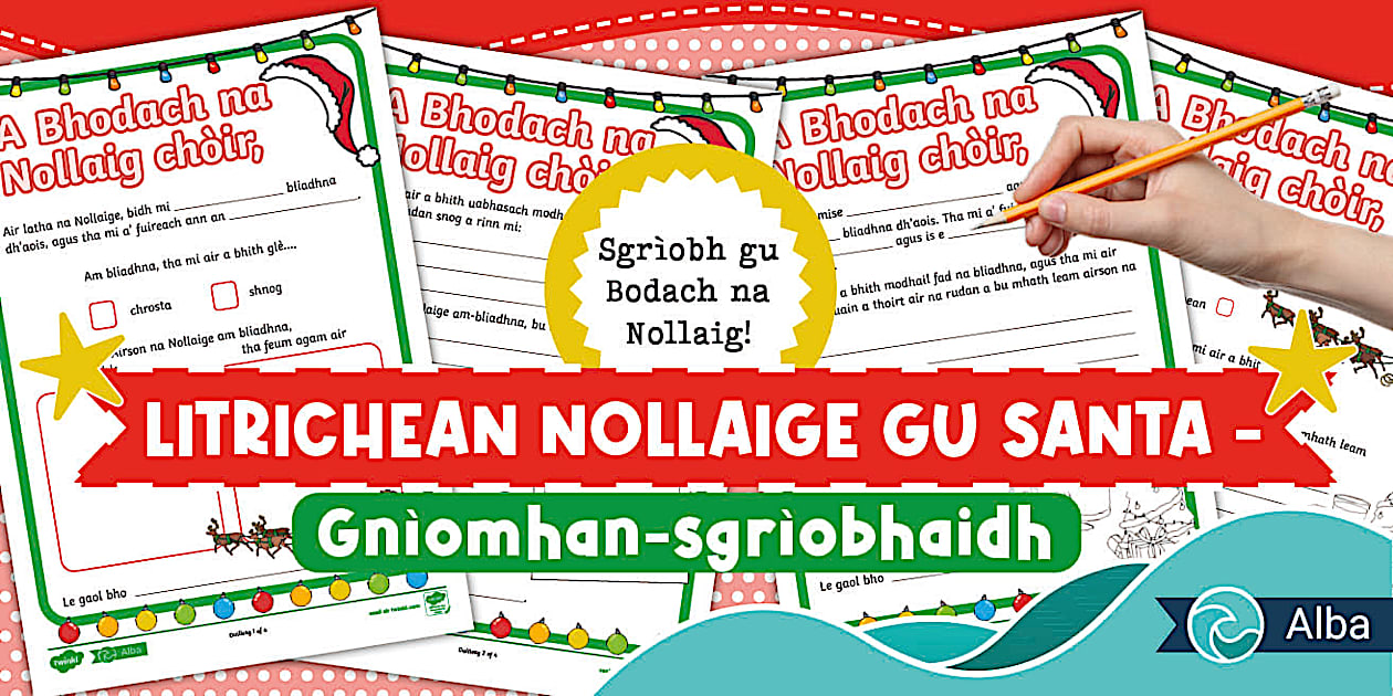Litrichean Nollaige gu Santa - Gnìomhan-sgrìobhaidh