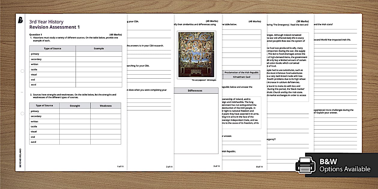 3rd Year History Revision Assessment 1 (Teacher-Made)