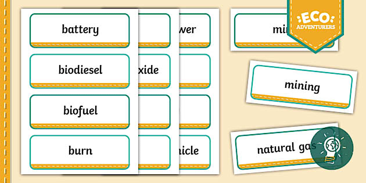 Year 2 Energy: Key Vocabulary Cards