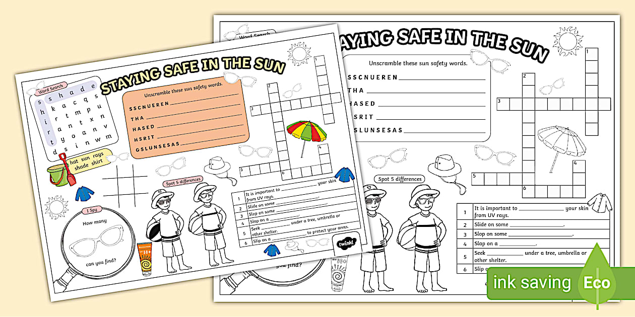 Staying Safe in the Sun Activity Mat (Grade 1 and 2)