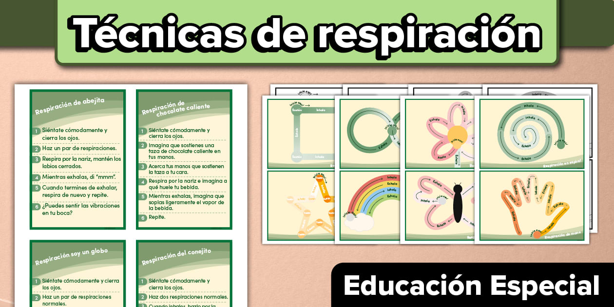 Tarjetas de técnicas de respiración para educación especial