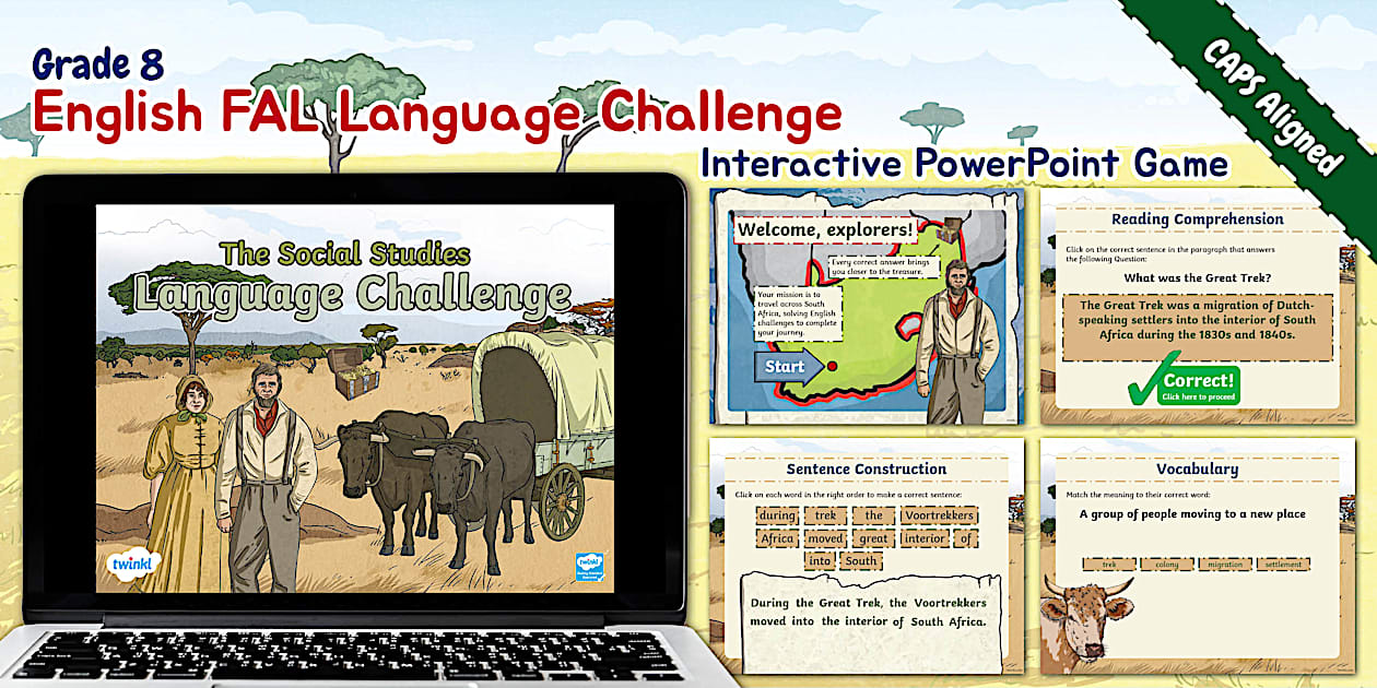 Grade 8 English FAL Language Challenge Interactive PowerPoint Game (CAPS