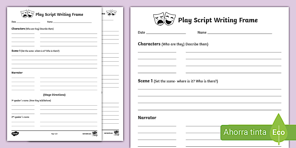 Editable Play Script Writing Frame (teacher made) - Twinkl