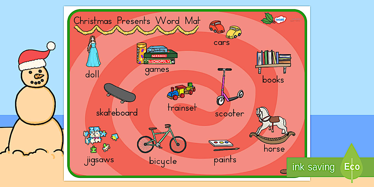 Australia Christmas Presents Word Mat (teacher made)