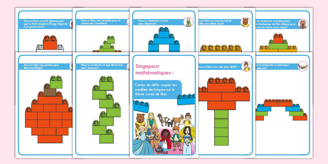 Singapour mathématiques : Concrète. Cartes de défis : copier les modèles de