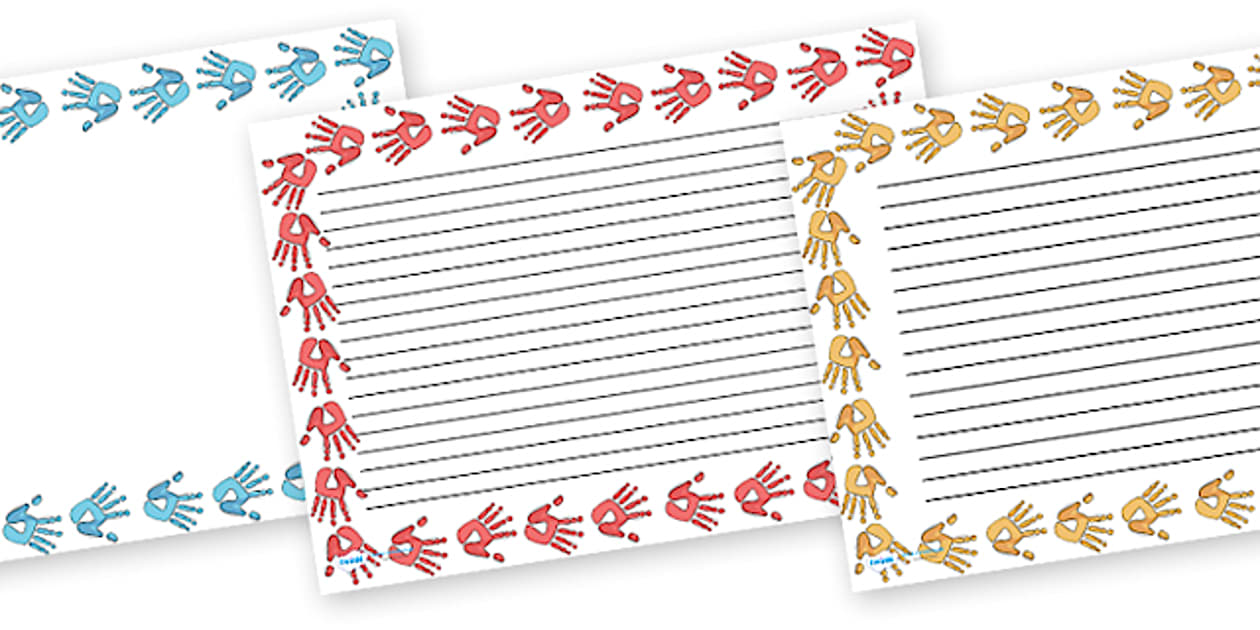 Editable Handprint Full Page Borders (Landscape) - Twinkl