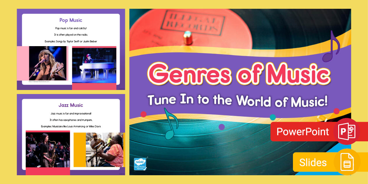 Genres of Music PowerPoint & Google Slides for K-2nd Grade