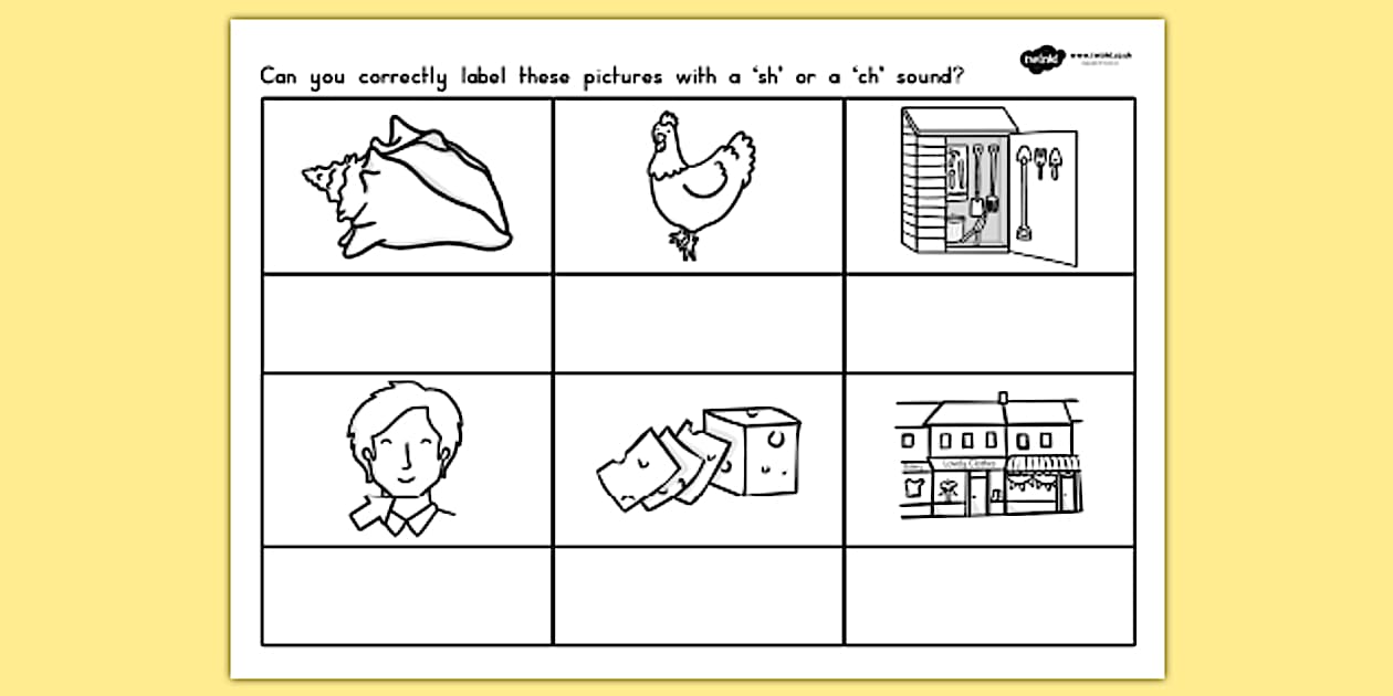 SH or CH Sound Worksheet (teacher made) - Twinkl