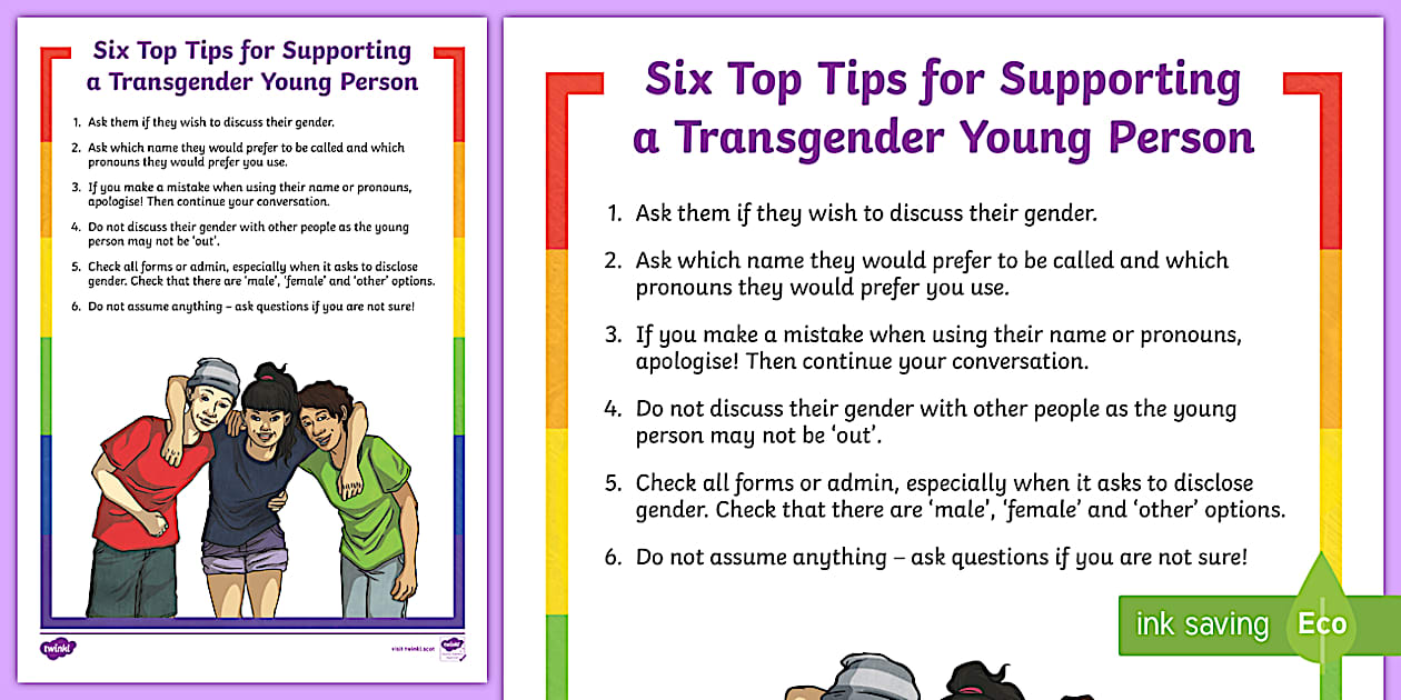 Black and White Six Top Tips for Supporting a Transgender Young Person ...