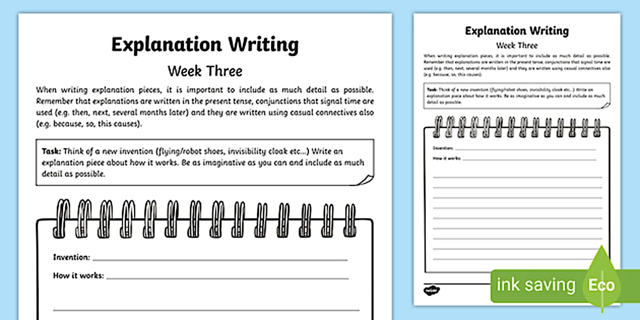 Explanation Writing Week Three Homework - Worksheet - Twinkl
