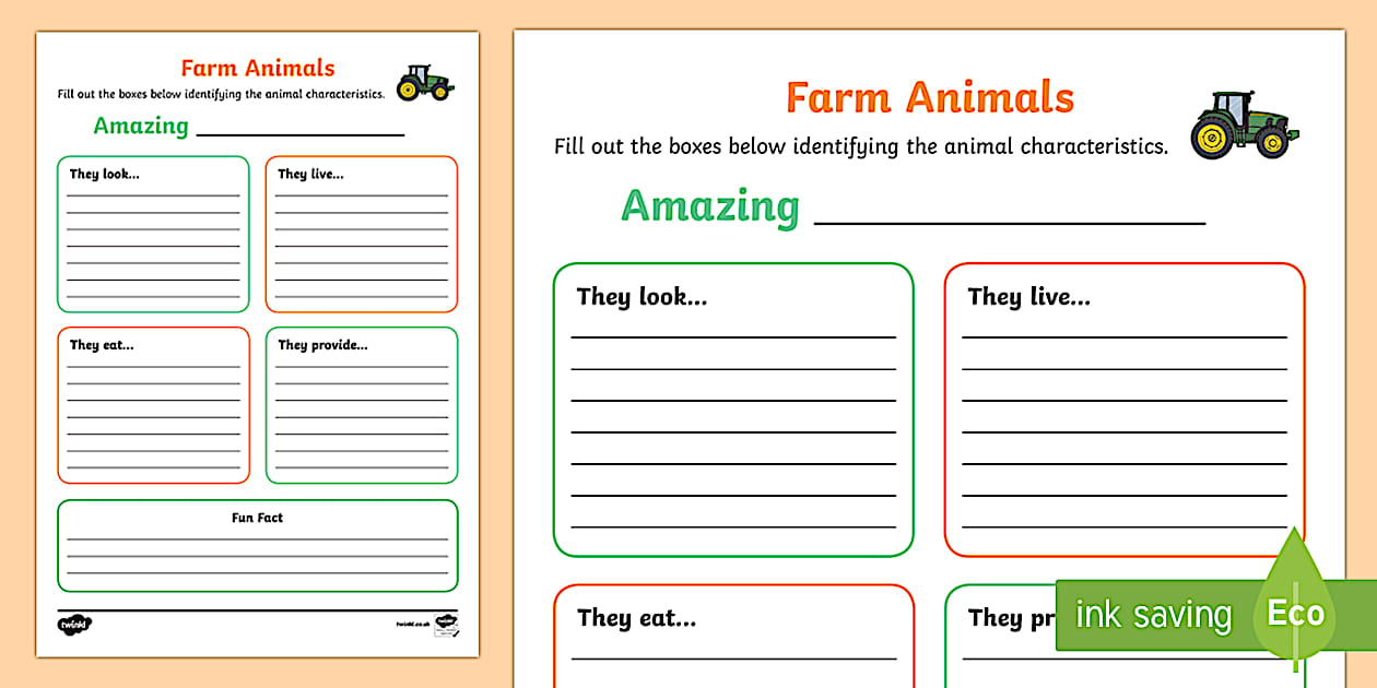 Farm Animal Information Writing Frames - Twinkl