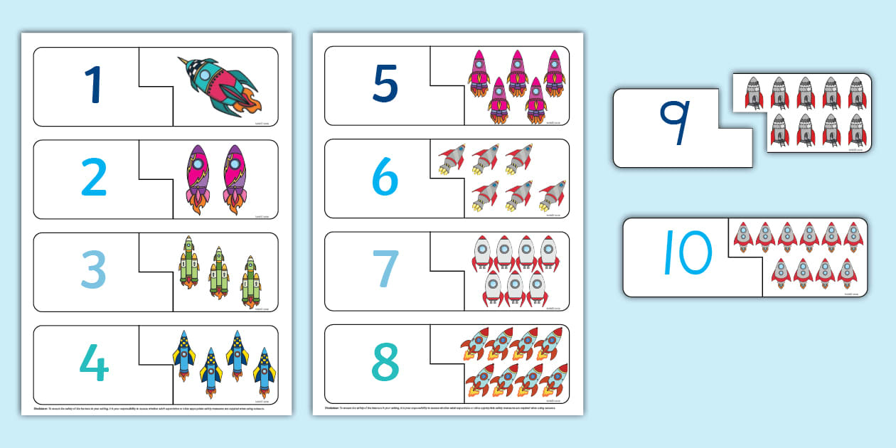 Rockets Themed Counting and Matching Puzzle (Teacher-Made)