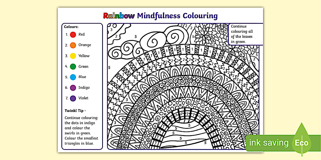 Rainbow Mindfulness Colour-by-Number Activity | Advanced
